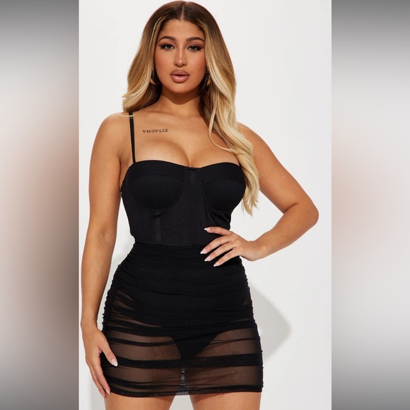 Fashion Nova | Dresses | Mesh Back Body Suit With A Corset Top All Attached Into A Dress Very ...